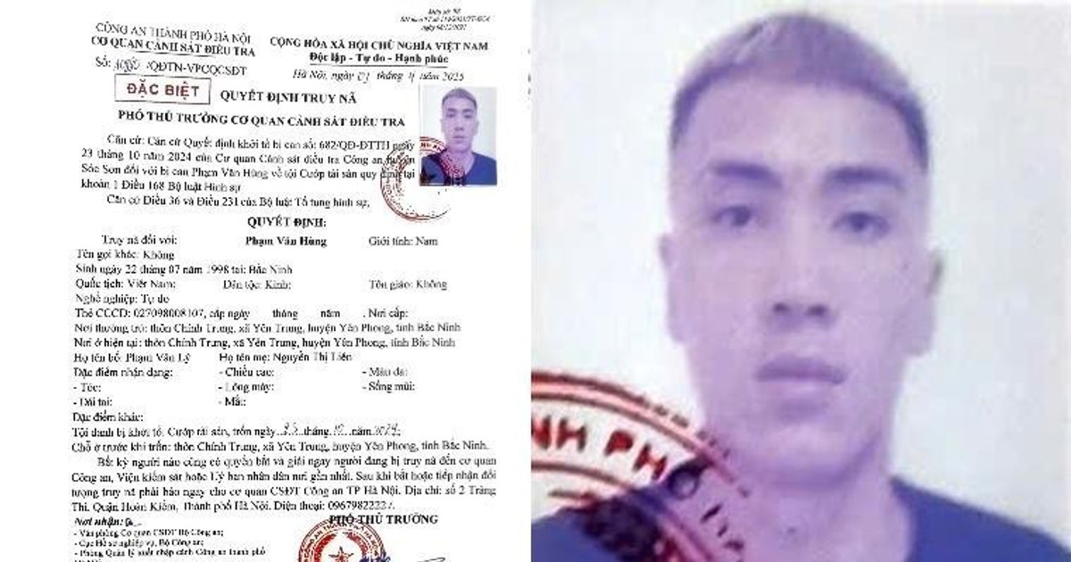 Đề nghị ai biết thông tin của Phạm Văn Hùng khẩn trương báo Công an qua SĐT: 0967.982.222